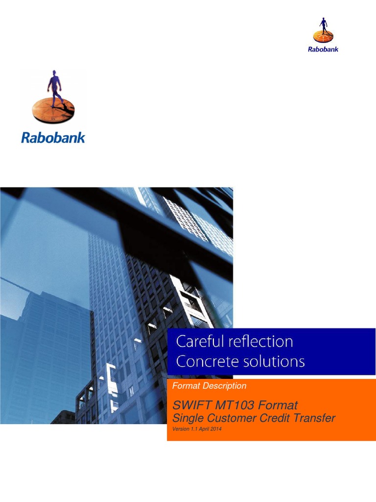 SWIFT MT103 Format: Single Customer Credit Transfer