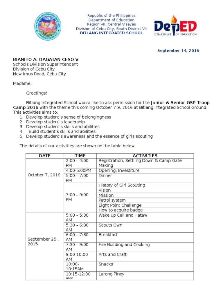 GSP Permit 2015 Troop Camp | PDF | Youth Movements | Youth Organizations