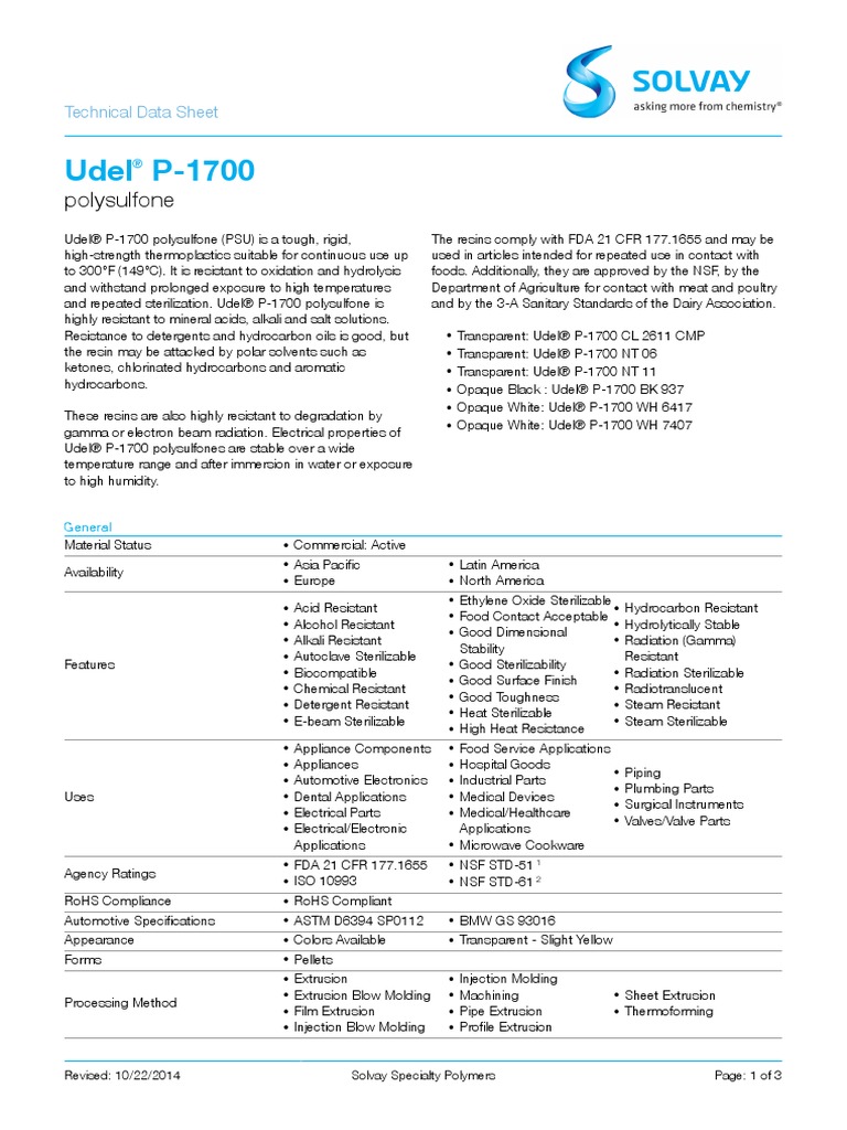 Udel P1700 PDF | PDF | Chemistry | Materials