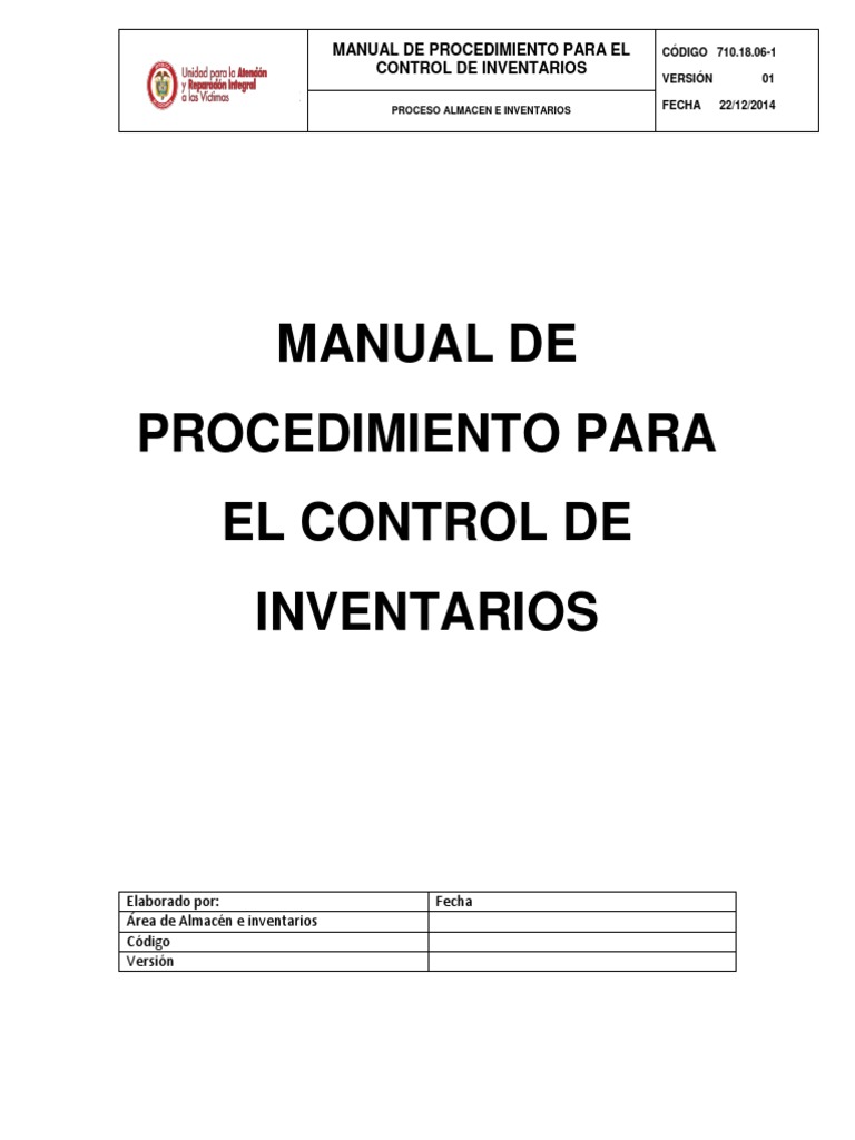 Manual de Procedimiento para El Control de Inventario V1 | PDF