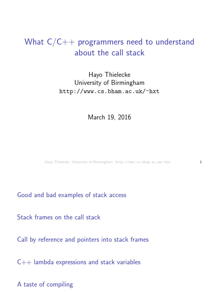 Call Stack C Programming | PDF | C (Programming Language) | Pointer ...