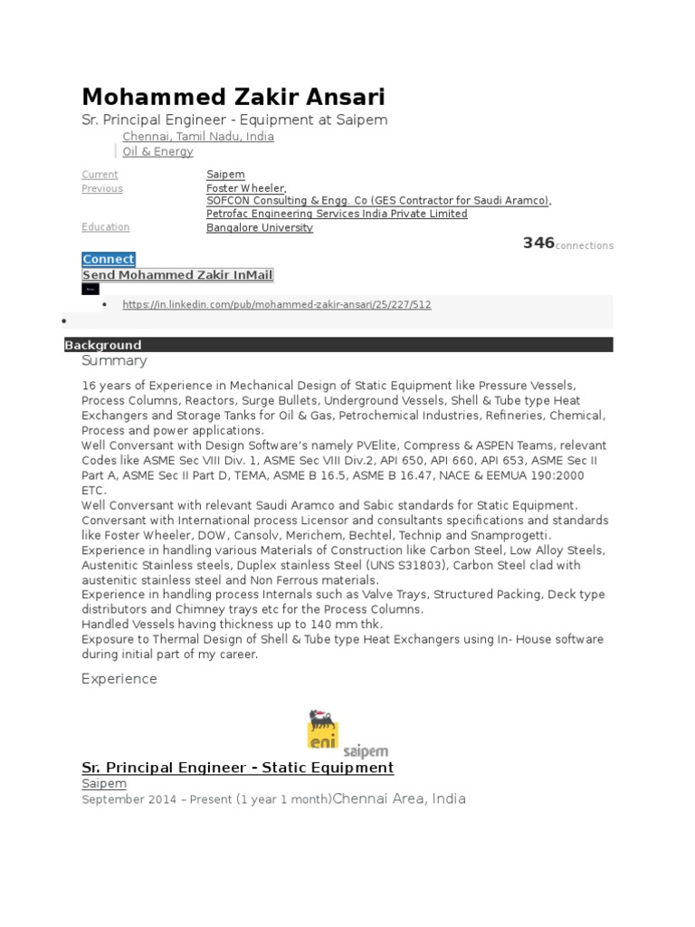 Static Equipment Engineer | PDF | Verification And Validation ...