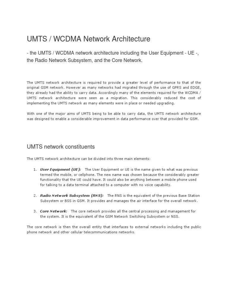 Wcdma Arch, Channel, Handover | PDF | Subscriber Identity Module ...