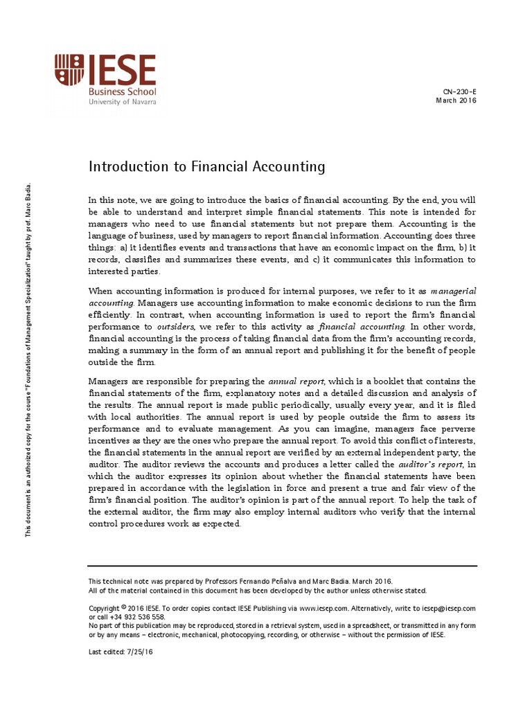 Introduction To Financial Accounting | PDF | Debits And Credits ...