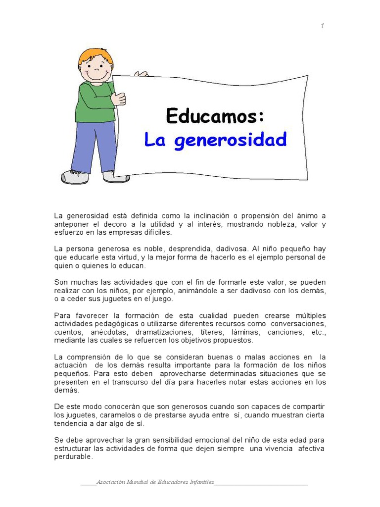 Guía Práctica Sobre El Valor de La Generosidad | Juguetes | Cuentos