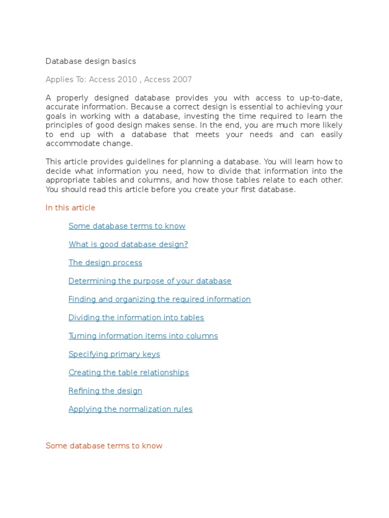Database Design Basics1 | PDF | Database Design | Databases