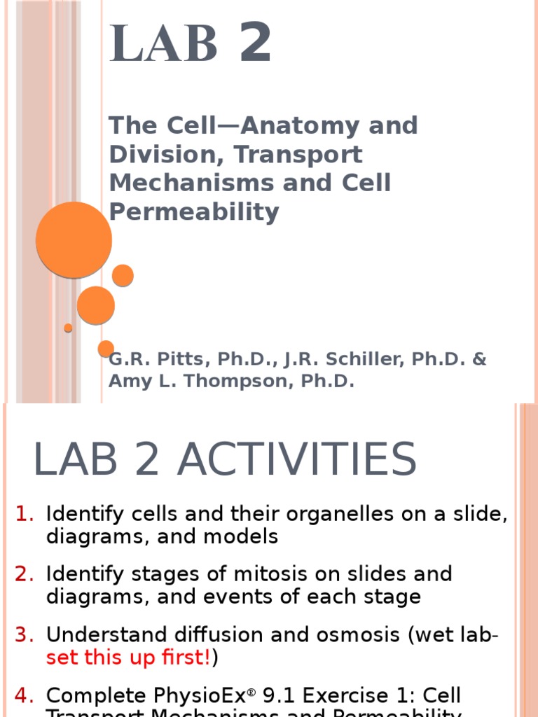 The Cell-Anatomy and Division, Transport Mechanisms and Cell ...