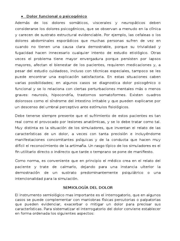 Dolor Psicogénico y su Evaluación | PDF | Dolor | Tos