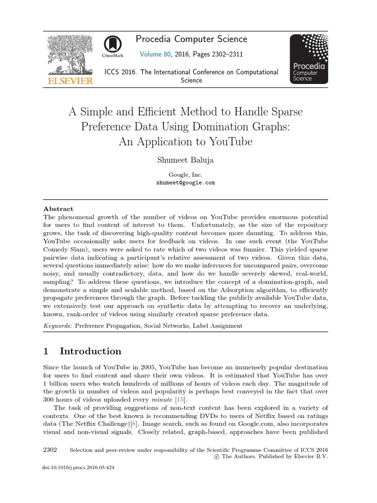 A Simple And Efficient Method To Handle Sparse Preference Data Using Domination Graphs An