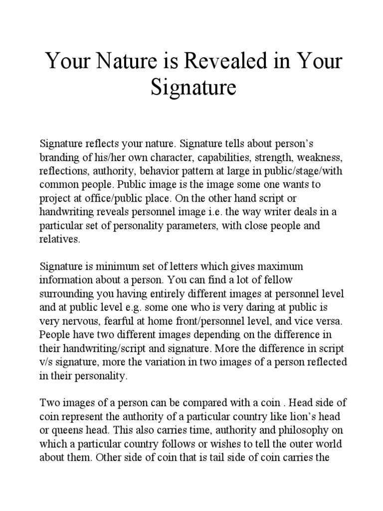 Your Nature Is Revealed in Your Signature PDF | PDF