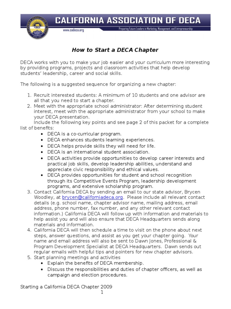 How To Start A DECA Chapter.09 | PDF | Parliamentary Procedure | Teachers