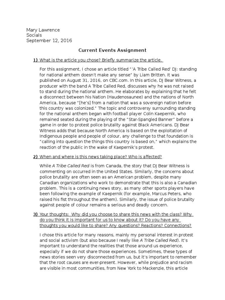 Current Events Example | PDF | The Star Spangled Banner | Black Lives ...