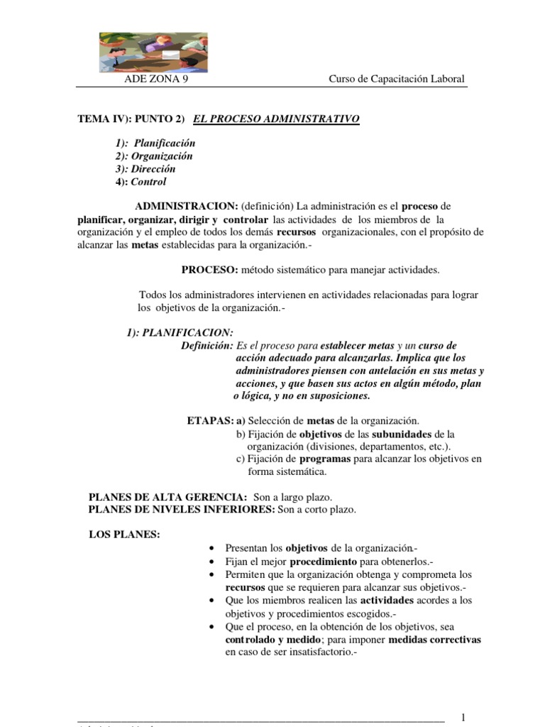 Def - Planificar Organizar Dirigir y Controlar | PDF | Planificación ...