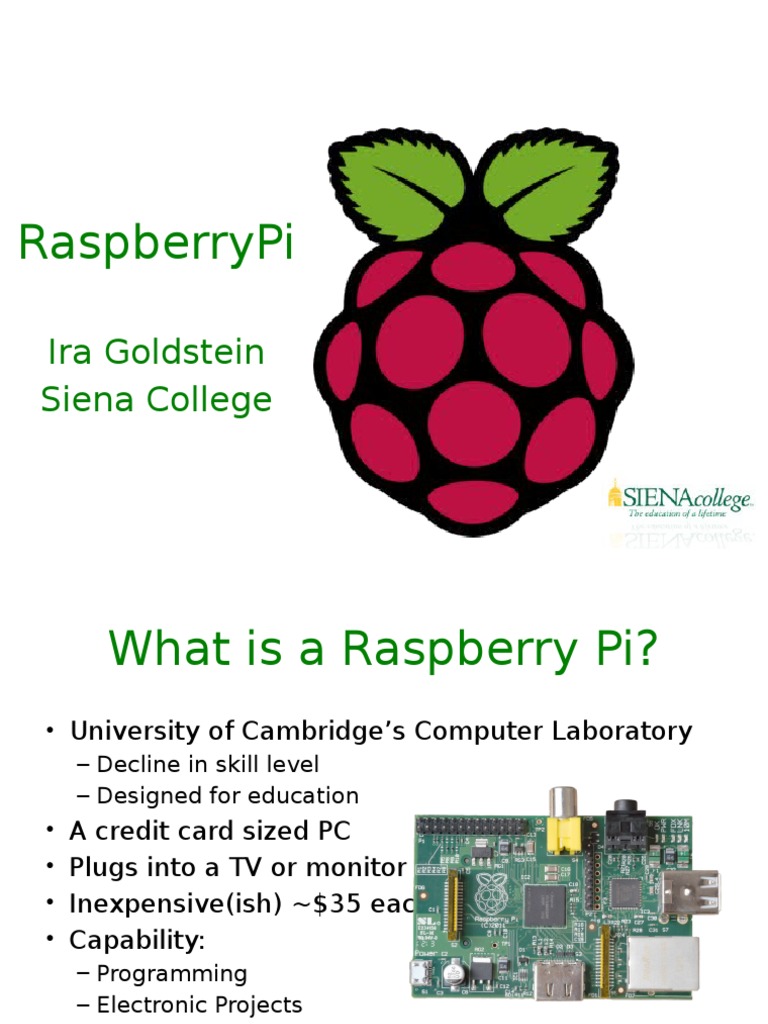 Raspberrypi: Ira Goldstein Siena College | PDF