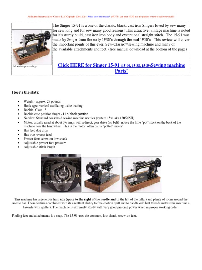 Singer 15 91 Review Edited | PDF | Sewing Machine | Quilting