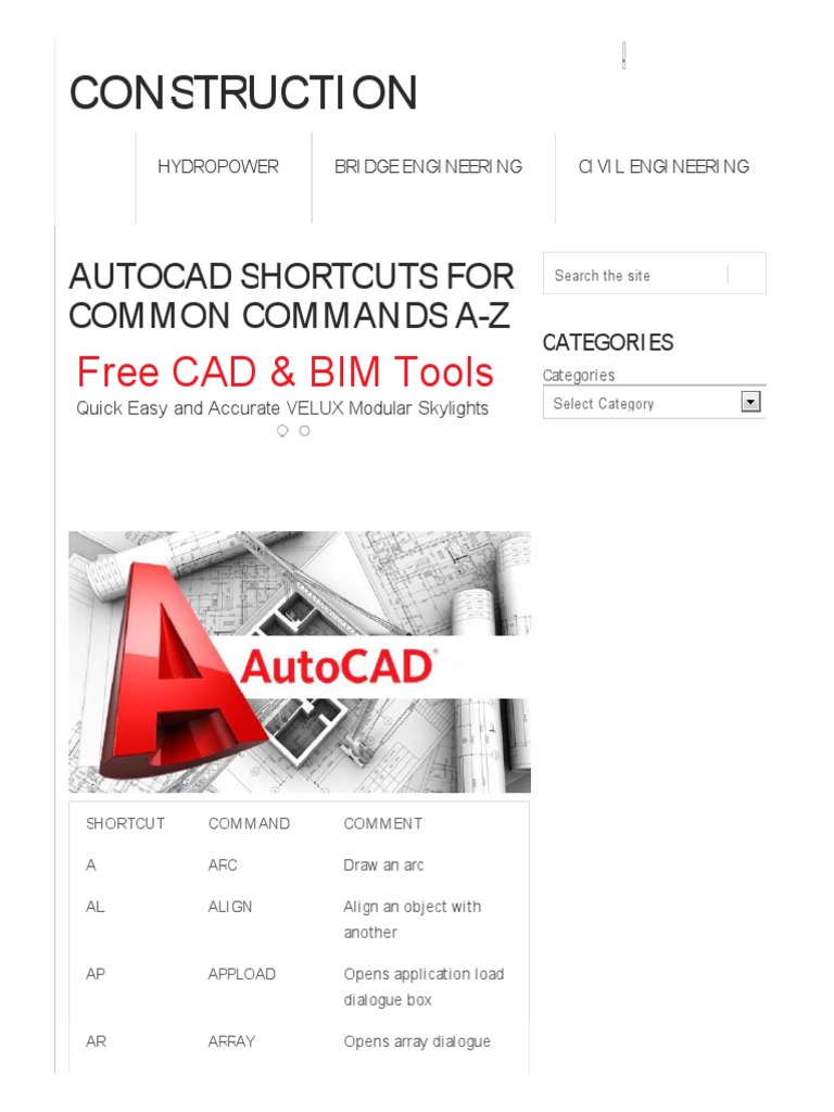 AutoCAD Shortcuts For Common Commands A-Z | PDF | Auto Cad | Graphics ...