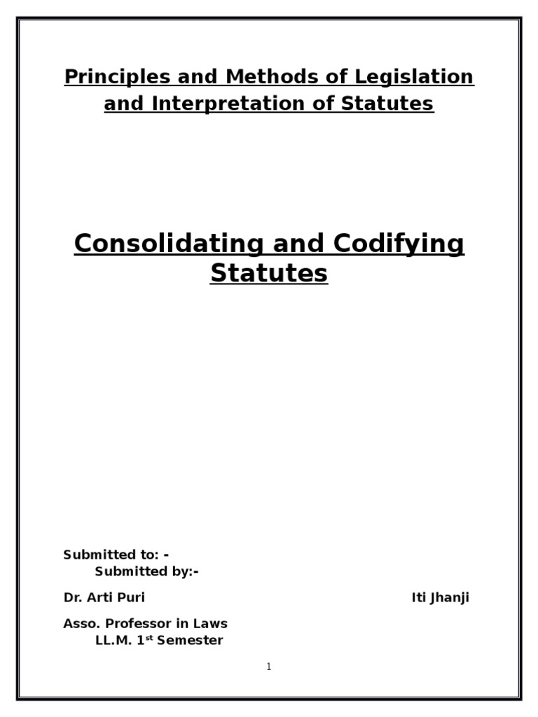 Codifying and Consolidating Statutes | PDF | Codification (Law) | Repeal