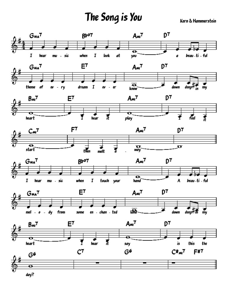 The Song Is You The Song Is You: D D A A BB G G | PDF