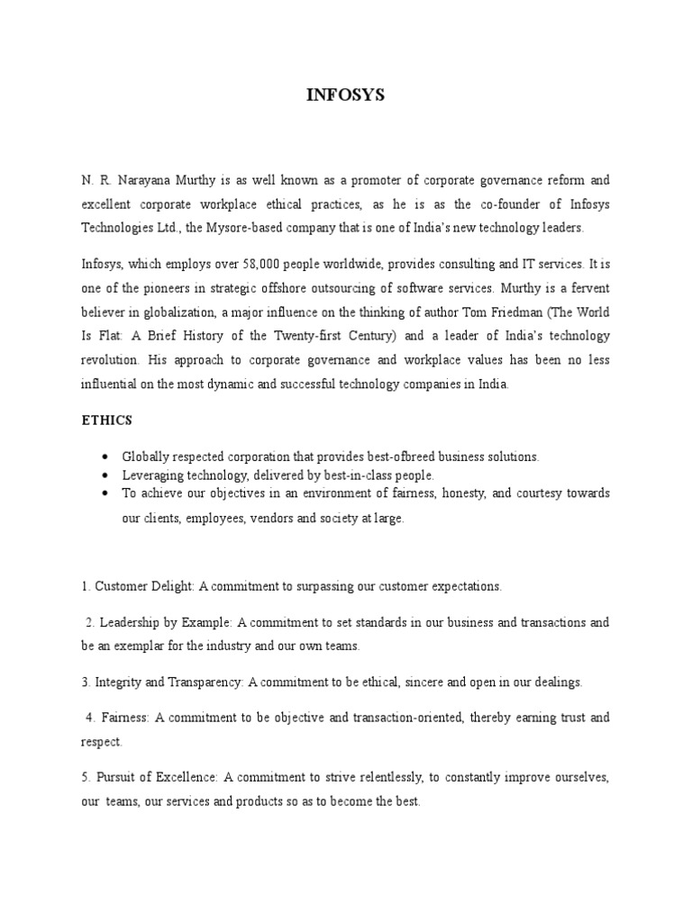 Infosys and Tata Steel's Focus on Ethics and Governance | PDF ...