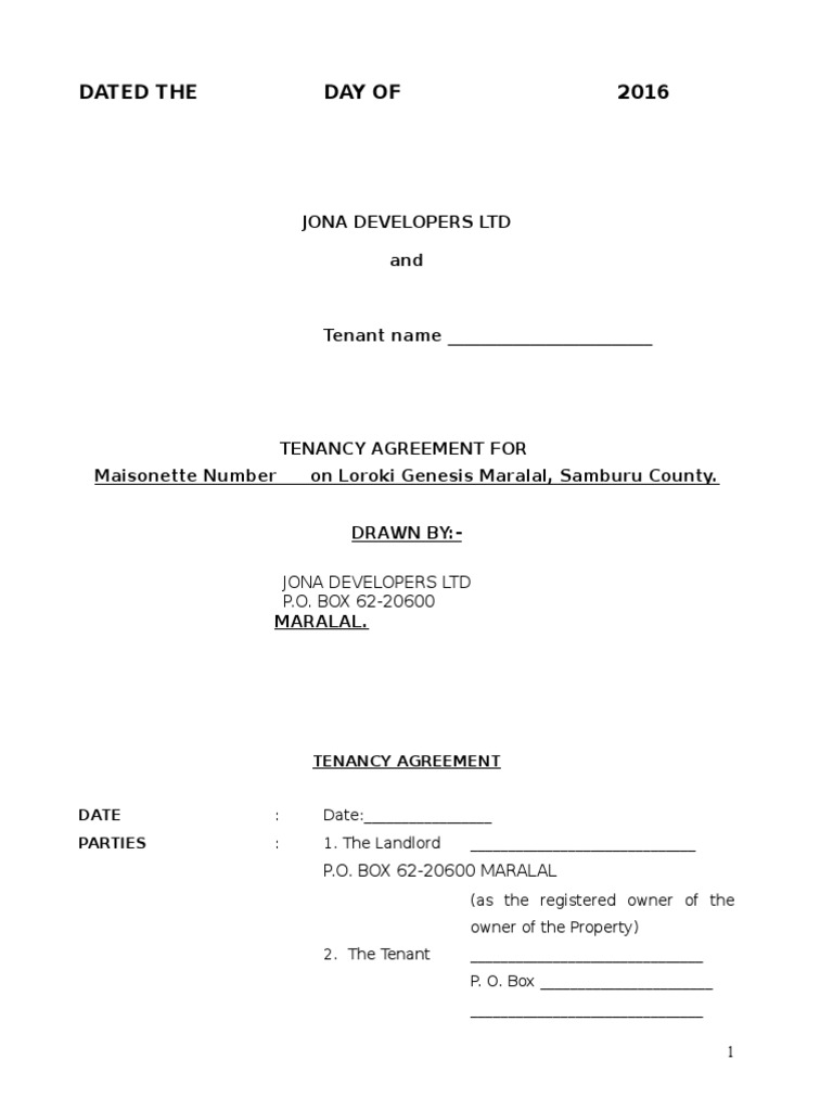 TENANCY Agreement Kenya | PDF | Leasehold Estate | Arbitral Tribunal