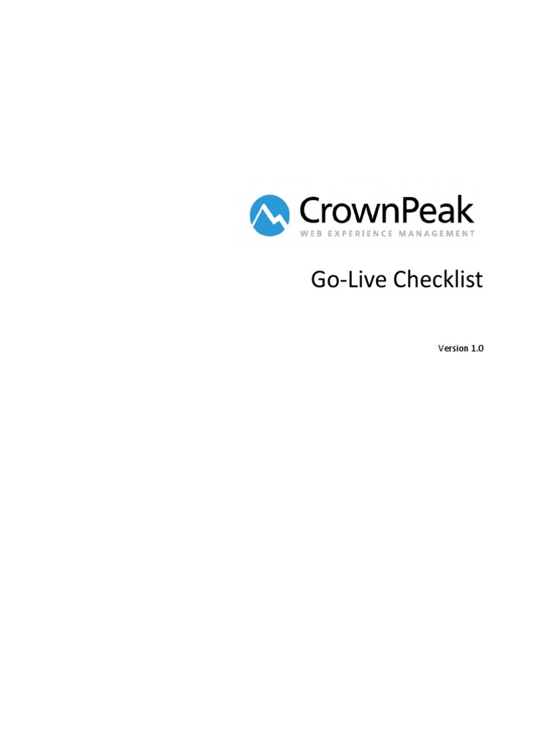 Crownpeak Playbook Go Live Checklist | PDF | Domain Name System ...