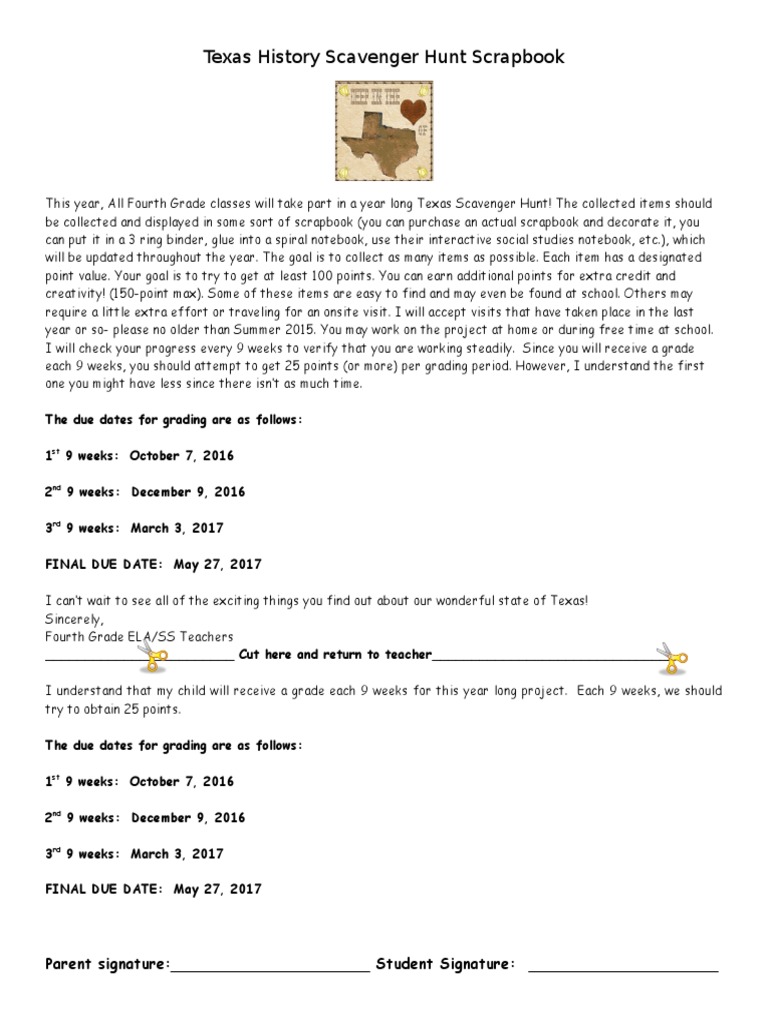 Texas History Scavenger Hunt Project | PDF | Scrapbooking