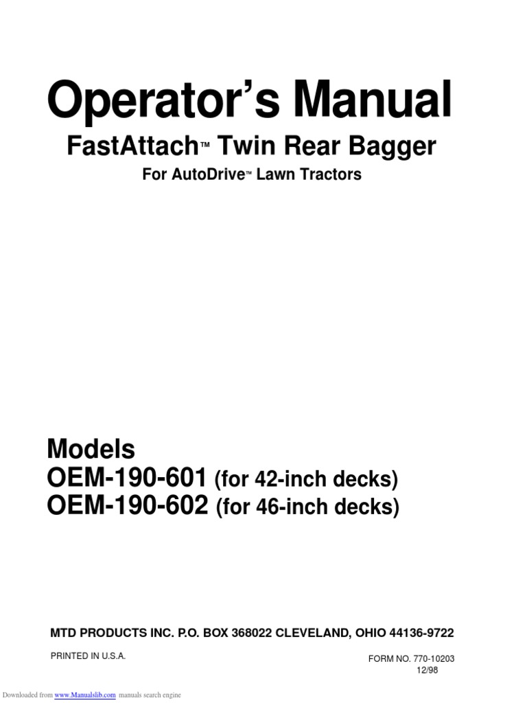 Bagger Operators Manual | PDF