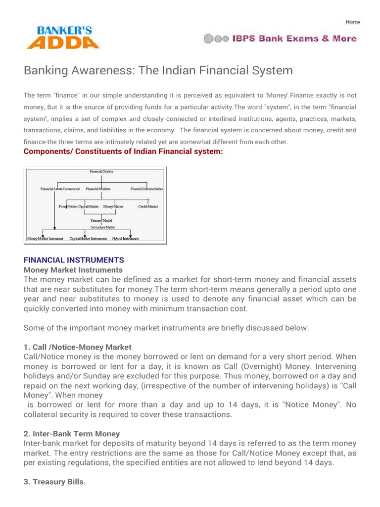 The Indian Financial System | PDF | Financial Markets | Securities ...