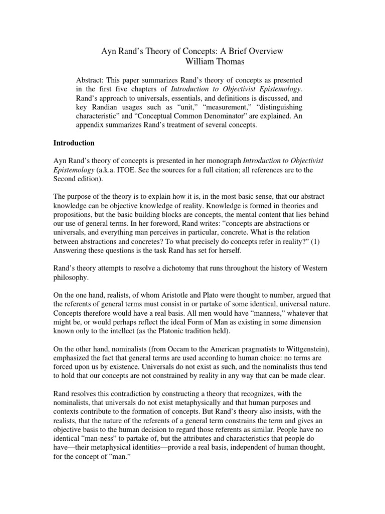 Thomas Ar Concepts | PDF | Objectivism (Ayn Rand) | Philosophy