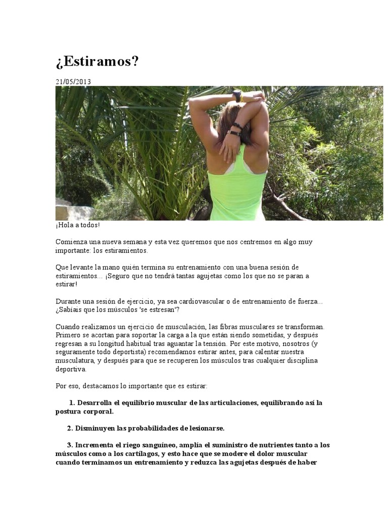 Estiramientos Antes Y Después De Hacer Ejercicio Pdf Músculo