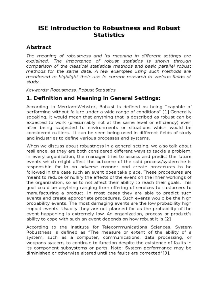 Introduction To Robustness and Robust Statitics | PDF | Robust ...