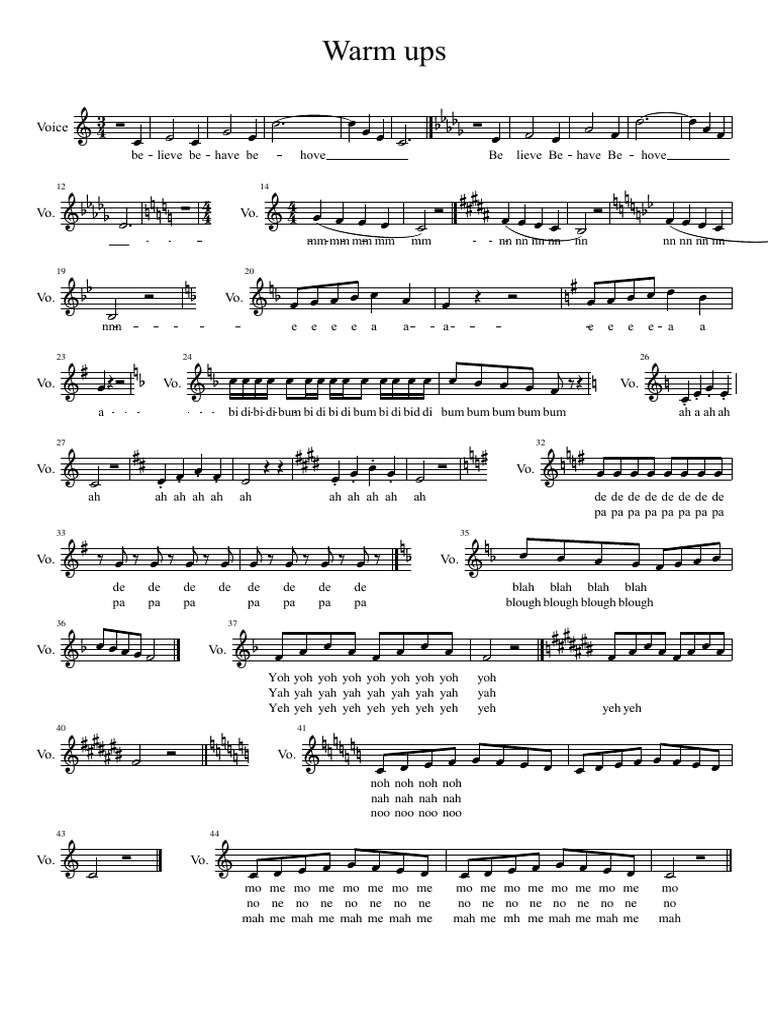 Choir Warm Ups | PDF