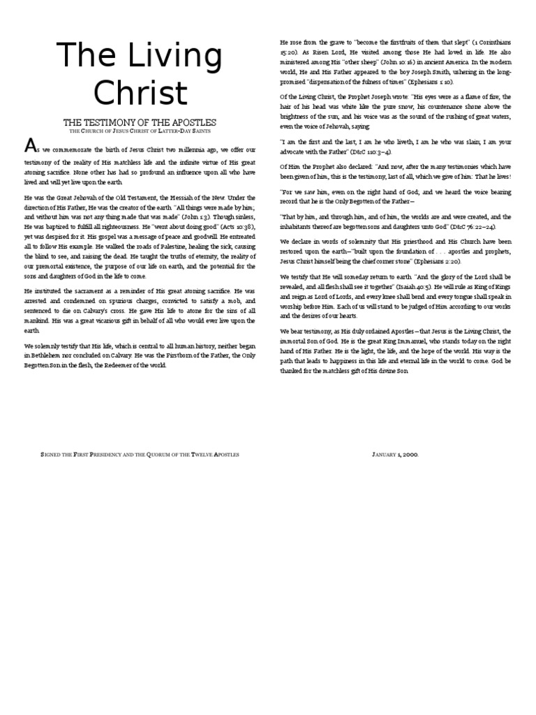 The Living Christ: The Testimony of The Apostles | PDF | Eternal Life ...