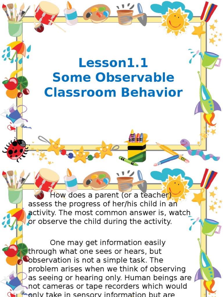 Some Observable Classroom Behavior | PDF | Observation | Perception