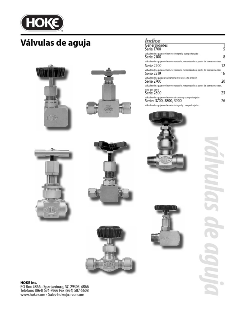Catalogo Valvulas Aguja Hoke | PDF | Corrosión | Acero