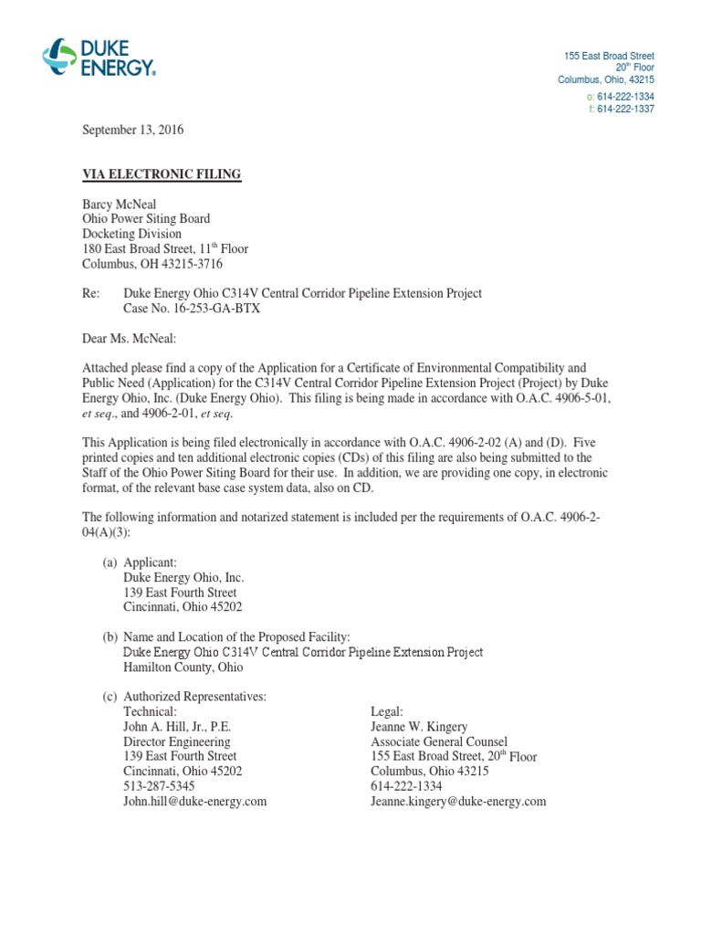 Duke Energy Pipeline Extension Application | PDF | Natural Gas ...