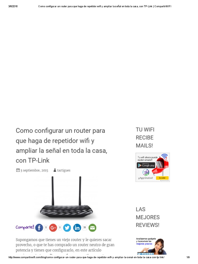 Configura tu router TP-Link como repetidor | PDF | Enrutador ...