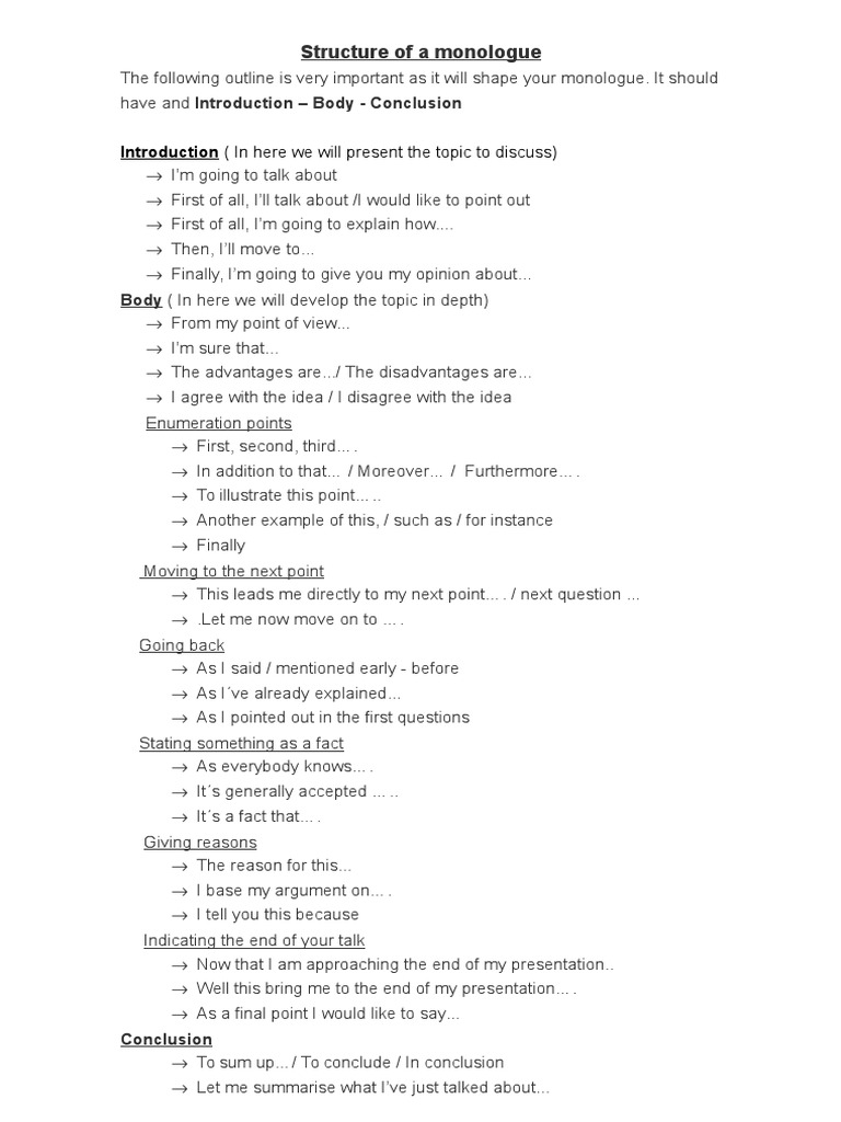 Structure of A Monologue | PDF