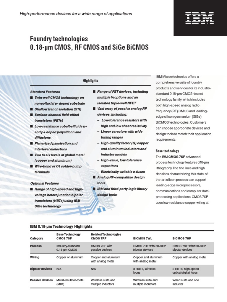 180nm IBM Technologies | PDF | Cmos | Bipolar Junction Transistor
