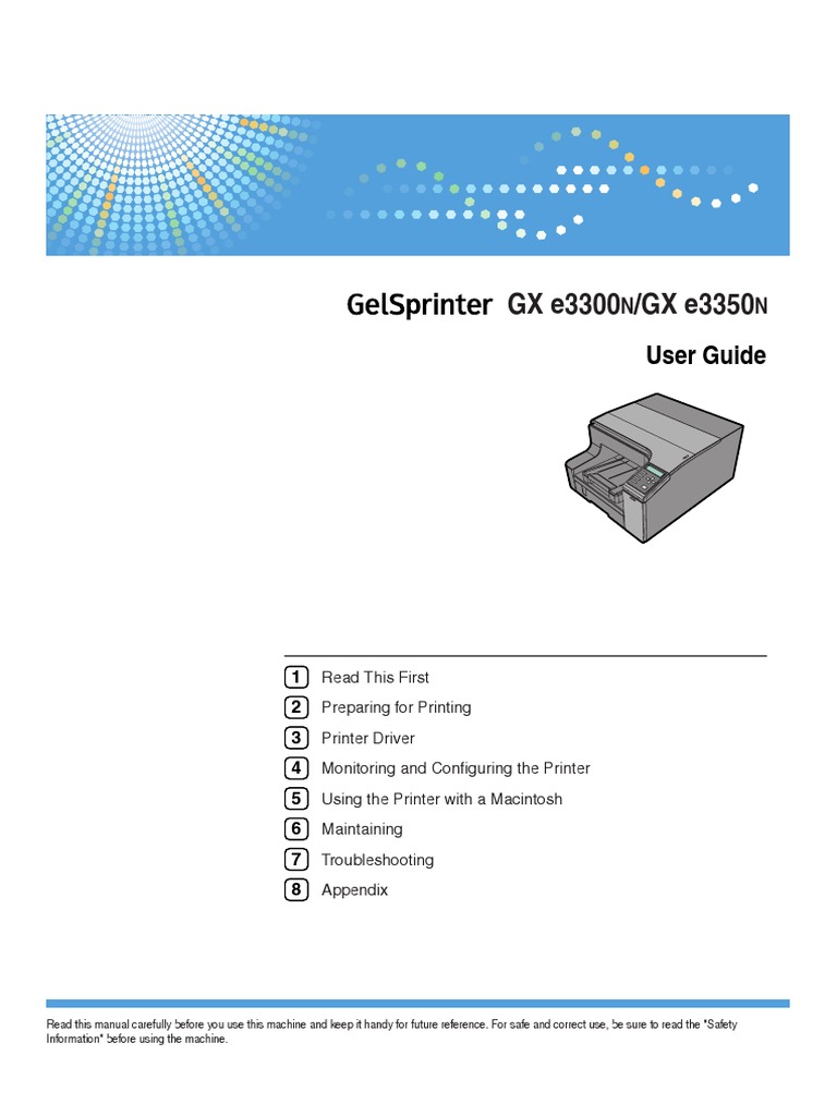 GelSprinter GX E2600 - GX E3300n - GX E3350n - GX E7700n User Guide ...