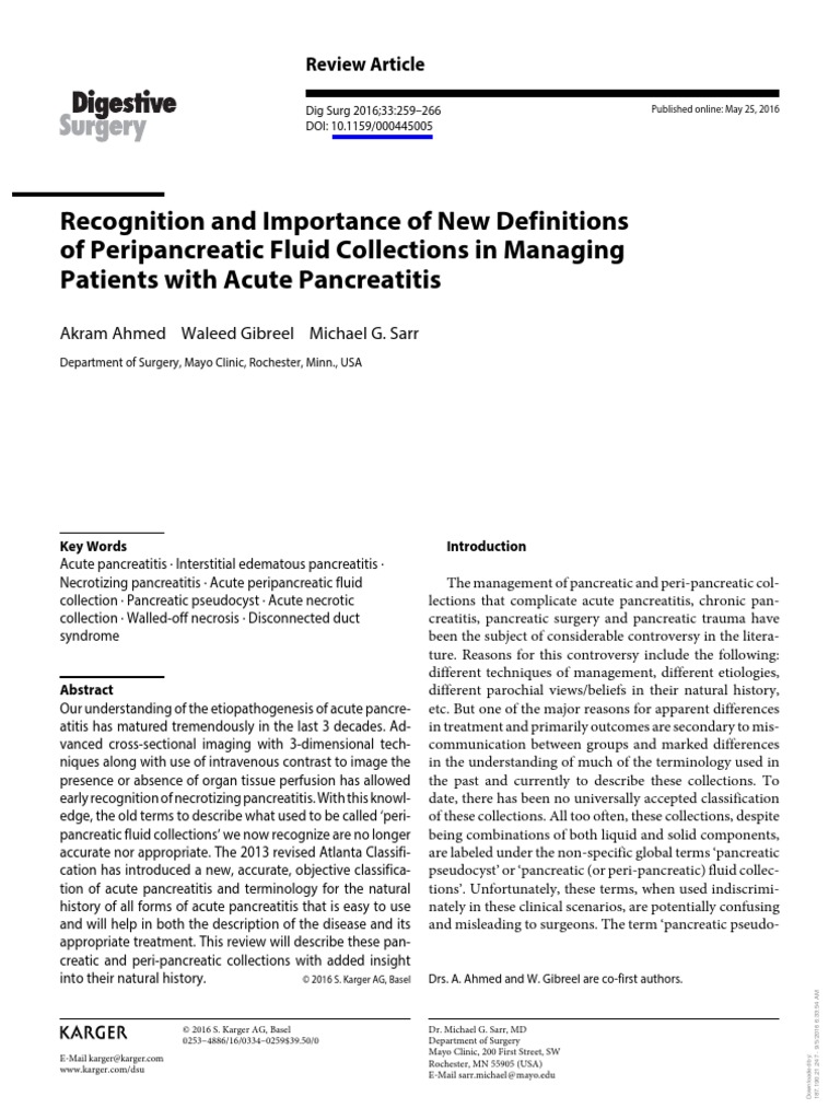 Recognition and Importance of New Definitions of Peripancreatic Fluid ...