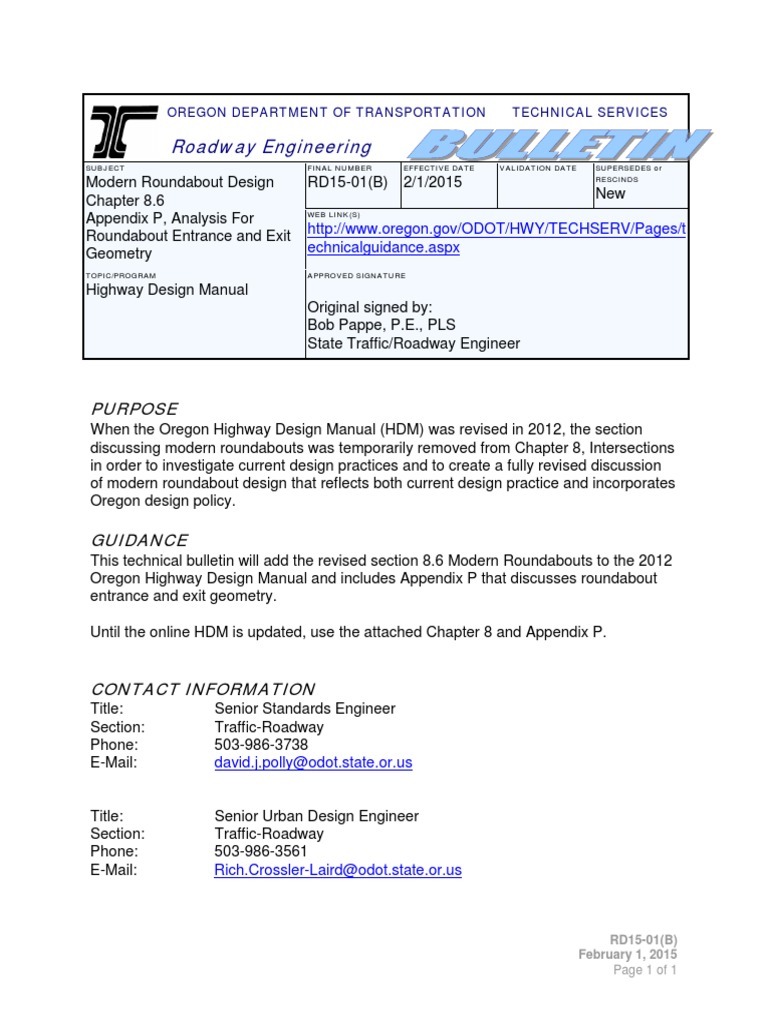 Modern Roundabout Geometric Design | PDF | Lane | Traffic