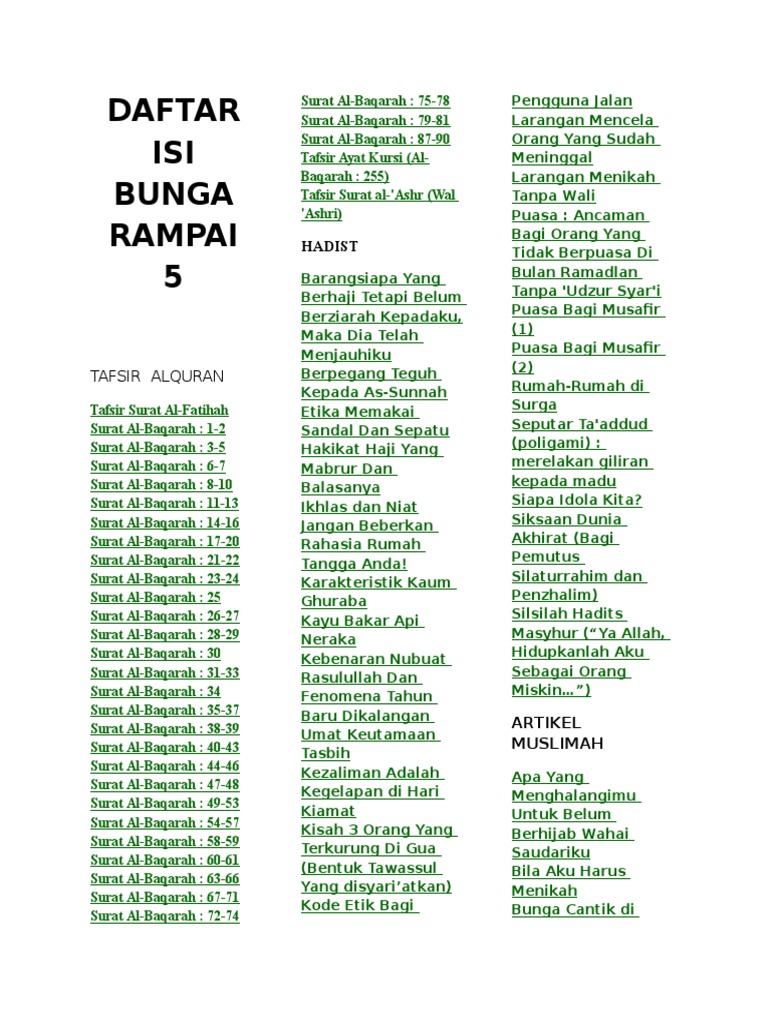 Daftar Isi Bunga Rampai 5 | PDF | Agama & Spiritualitas