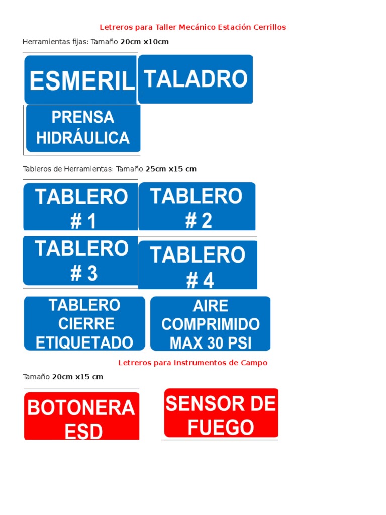 Letreros para Taller Mecánico | PDF