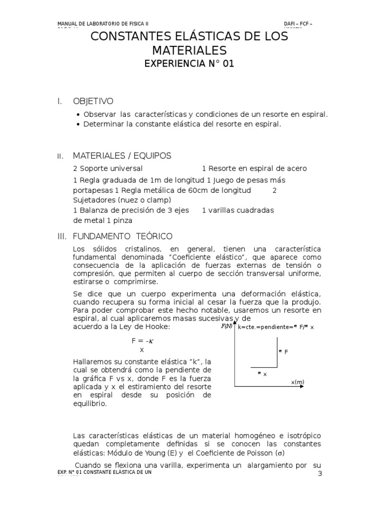 Constantes Elásticas de Los Materiales | PDF | El módulo de Young ...