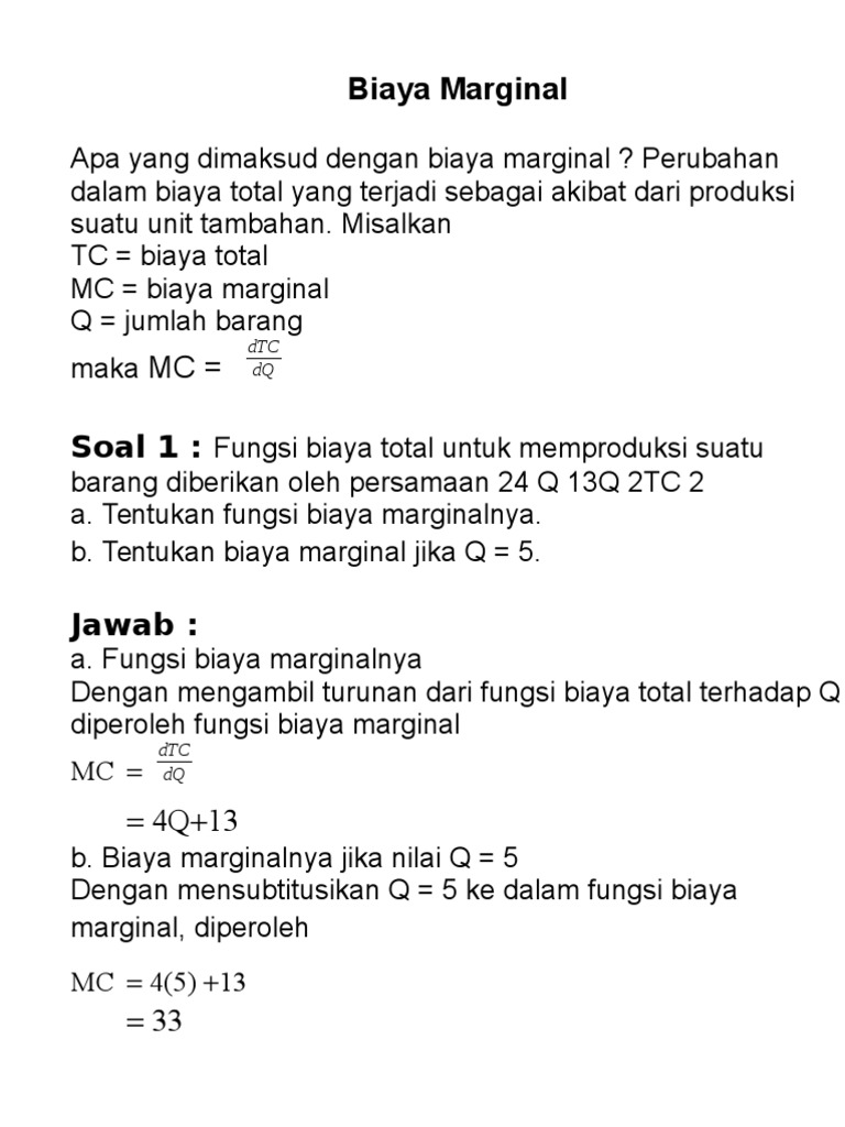 Biaya Marginal | PDF