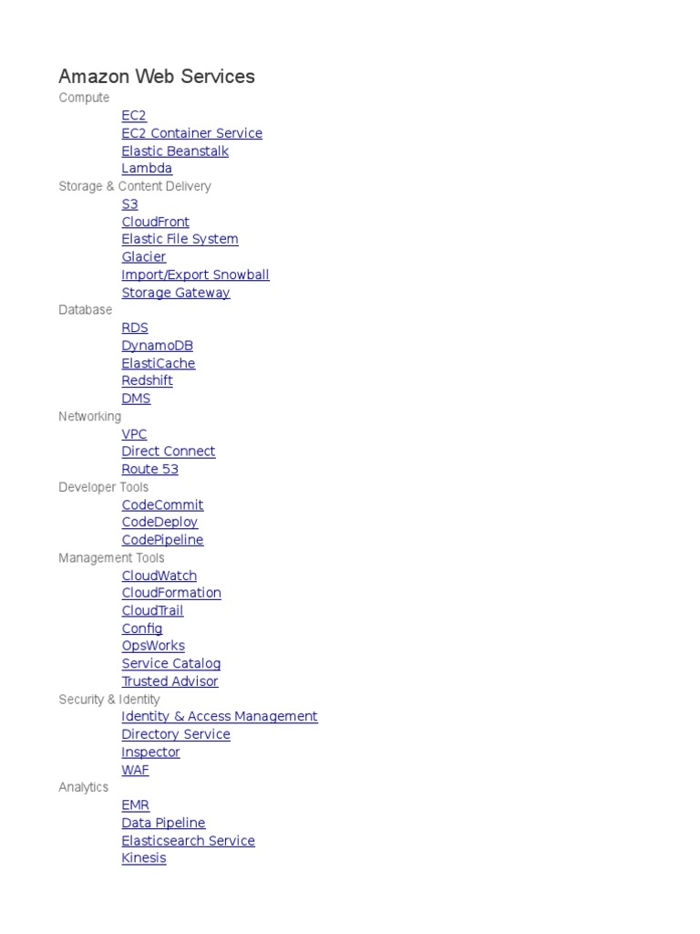 Aws Services | PDF | Cloud Computing | Amazon Web Services