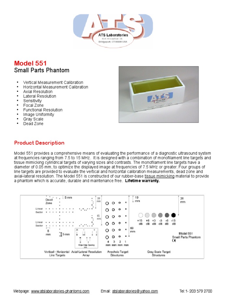 Model 551: Small Parts Phantom | PDF | Ultrasound | Imaging