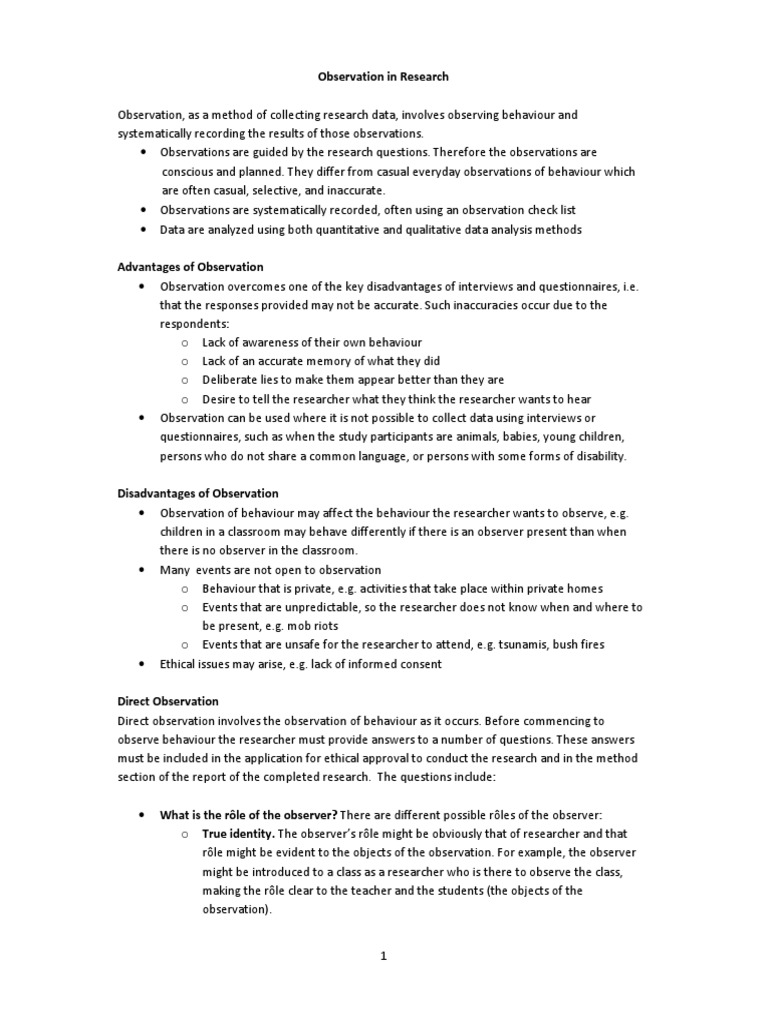 Observation Checklist 2 Sep 05 | PDF | Observation | Qualitative Research