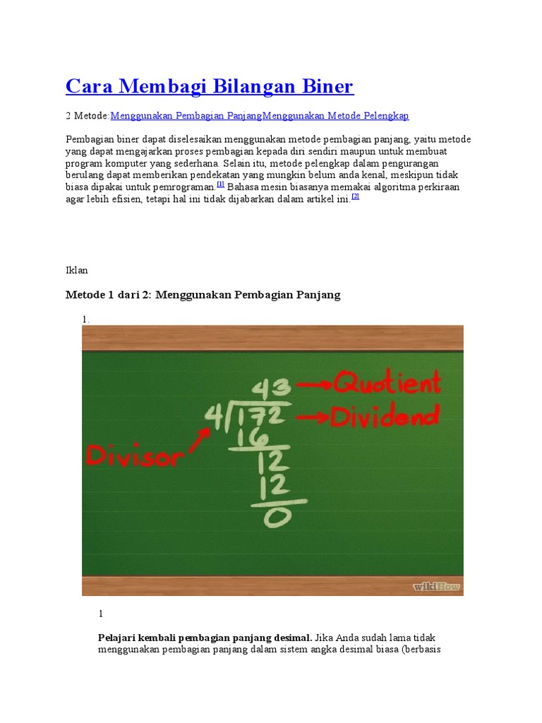Cara Membagi Bilangan Biner | PDF